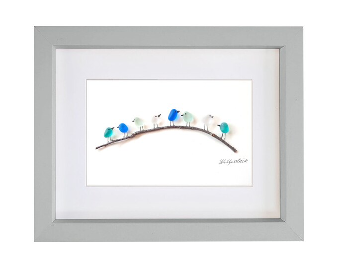 Framed Birds at the Sea Glass Art - Etsy