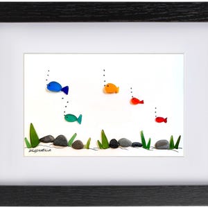 Sea Glass Art - Rainbow Fish - Seaglass Picture - Framed Handmade ...