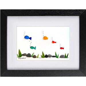 Sea Glass Art - Rainbow Fish - Seaglass & Pebble Picture - Framed ...