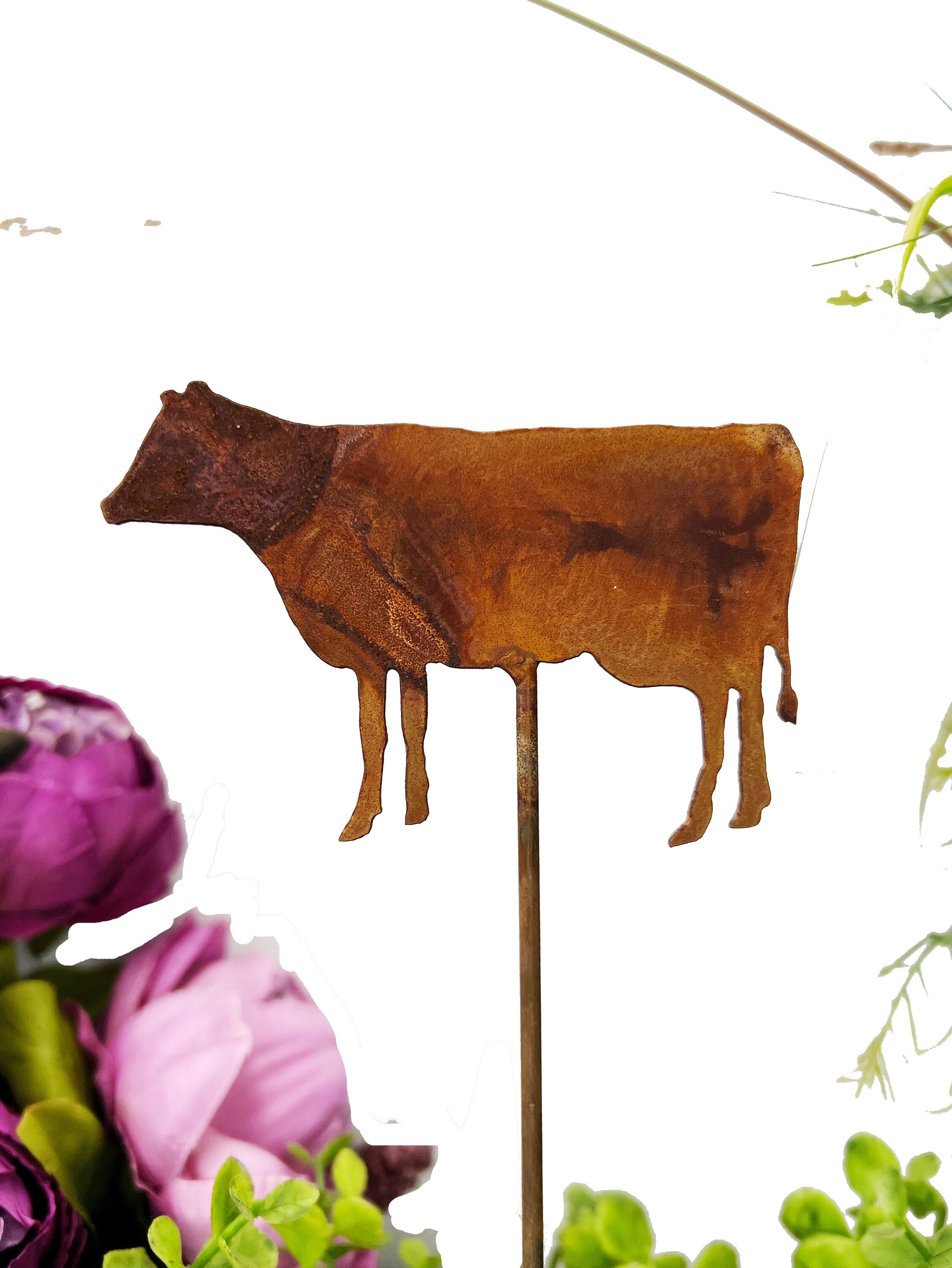 Cow Potted Plant Pick Garden Stake Garden Gift Farmhouse - Etsy