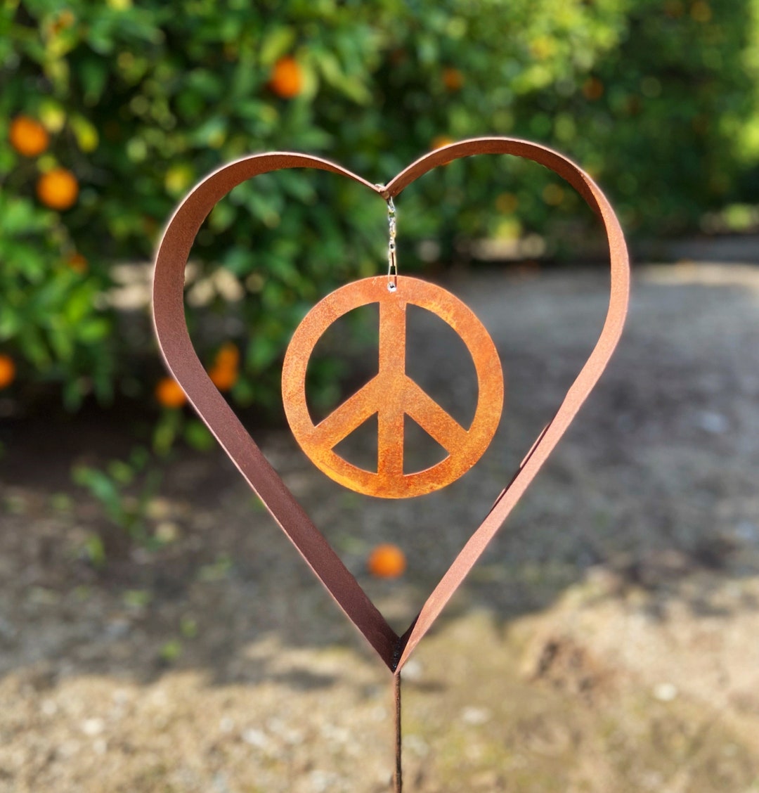 Peace and Love Garden Stake Peace Symbol Heart Garden Gift Mothers Day ...