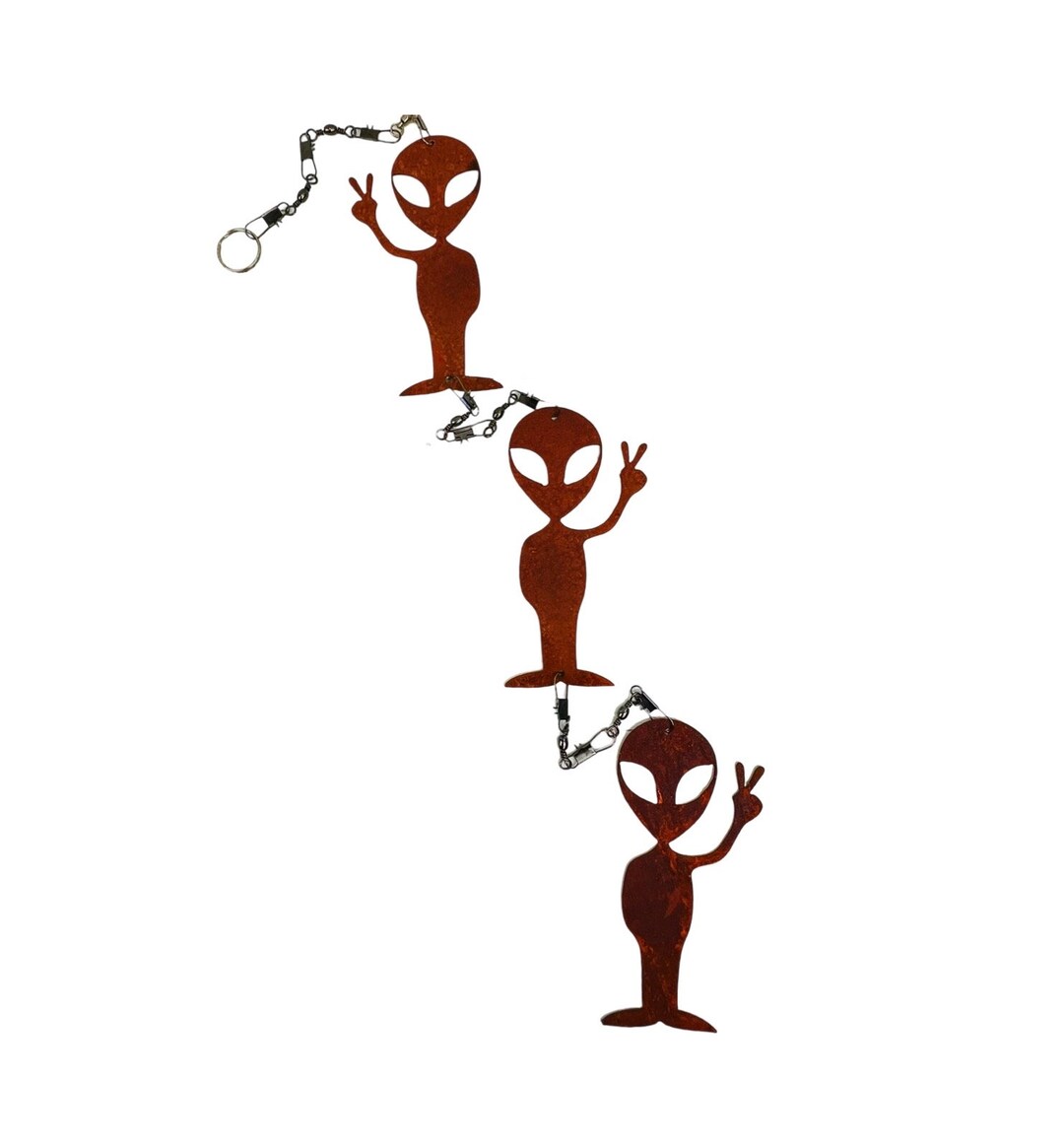 Alien Peace Rusted Metal Alien Silent Wind Chime - Etsy