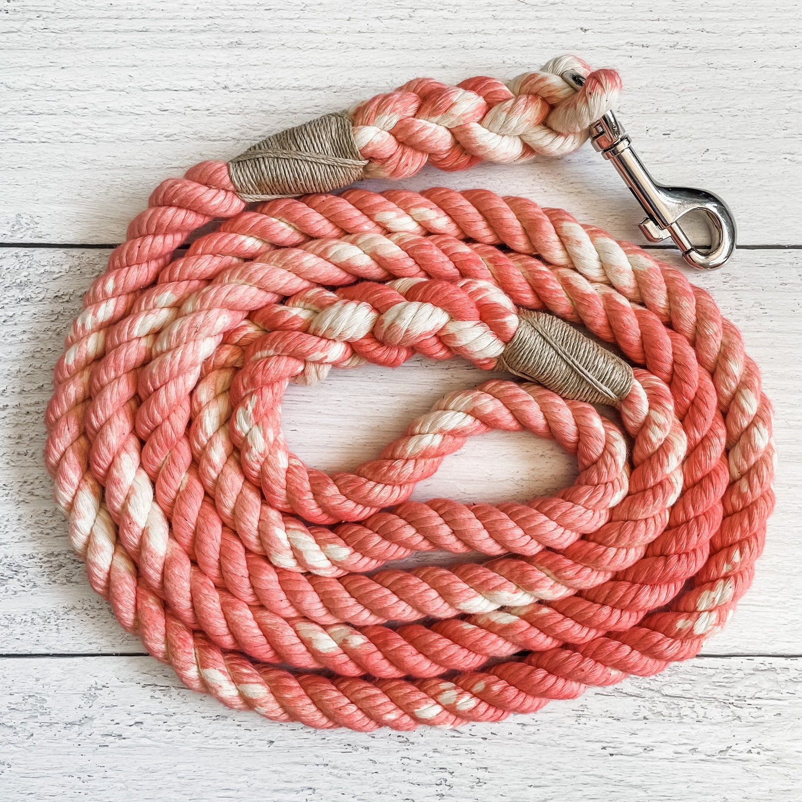 Coral Cotton Rope Dog Leash // Ombre Rope Leash // Cotton Rope | Etsy