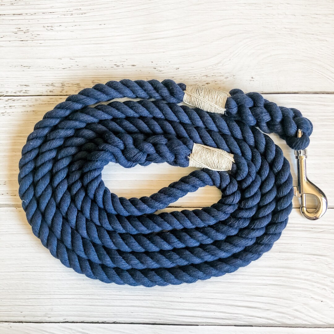 Navy Blue Cotton Rope Dog Leash // Upcycled Rope Leash // Cotton Rope ...