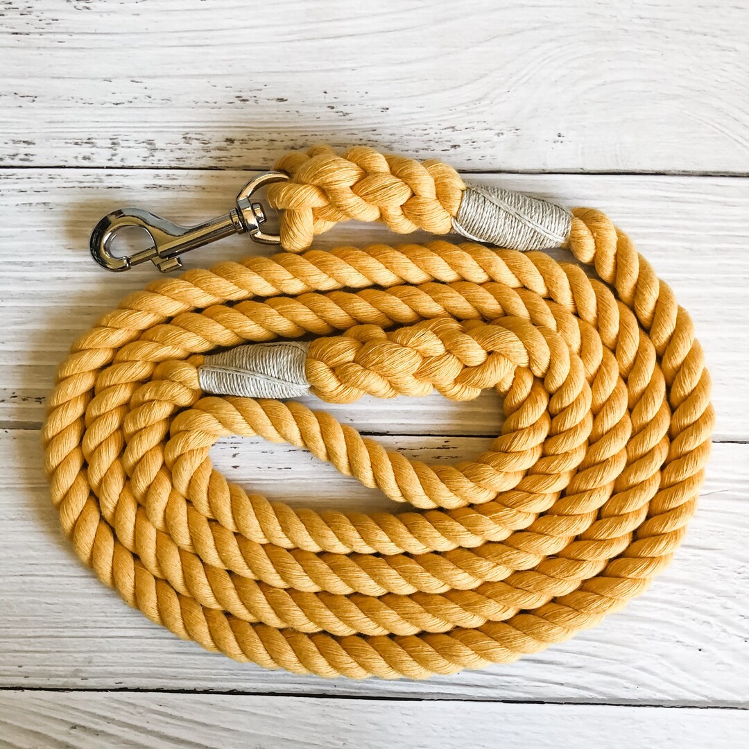 Yellow Cotton Rope Dog Leash // Upcycled Rope Leash // Cotton Rope ...