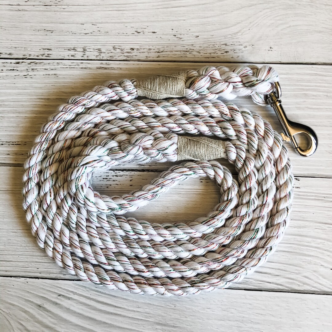White Glitter Cotton Rope Dog Leash: Upcycled Eco-friendly Lead - Etsy