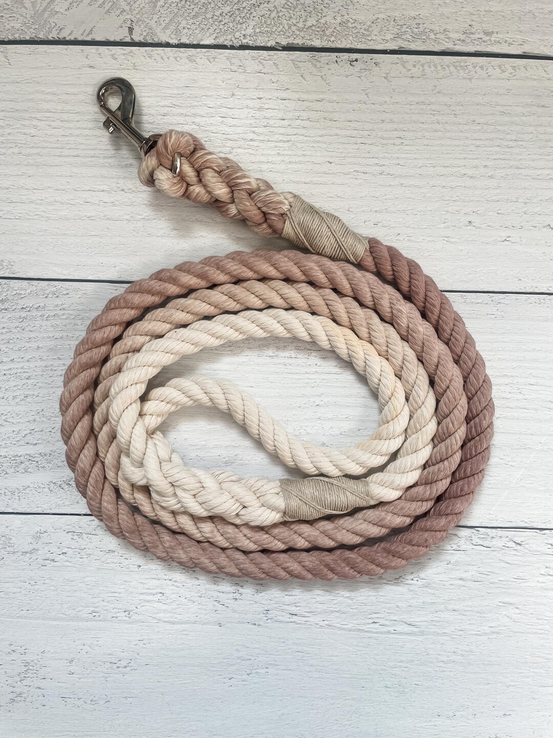 Taupe Cotton Rope Dog Leash - Hand-dyed Organic Lead - Braided Wedding ...