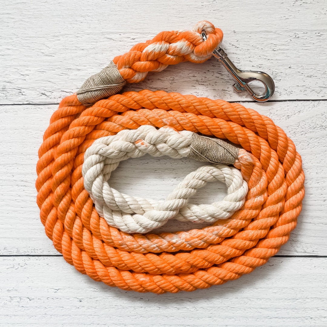 Orange Cotton Rope Dog Leash - Hand-dyed Organic Lead - Braided Wedding ...