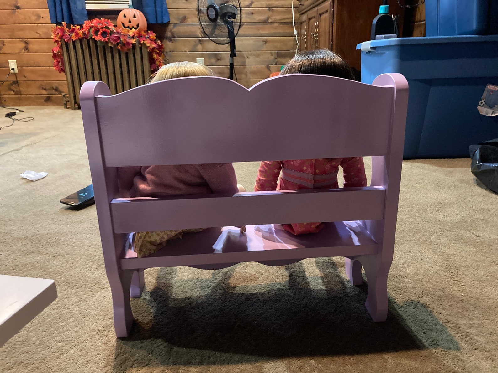 18" Doll Furniture - Wooden Bench (violet/purple) Dolls Are Not ...