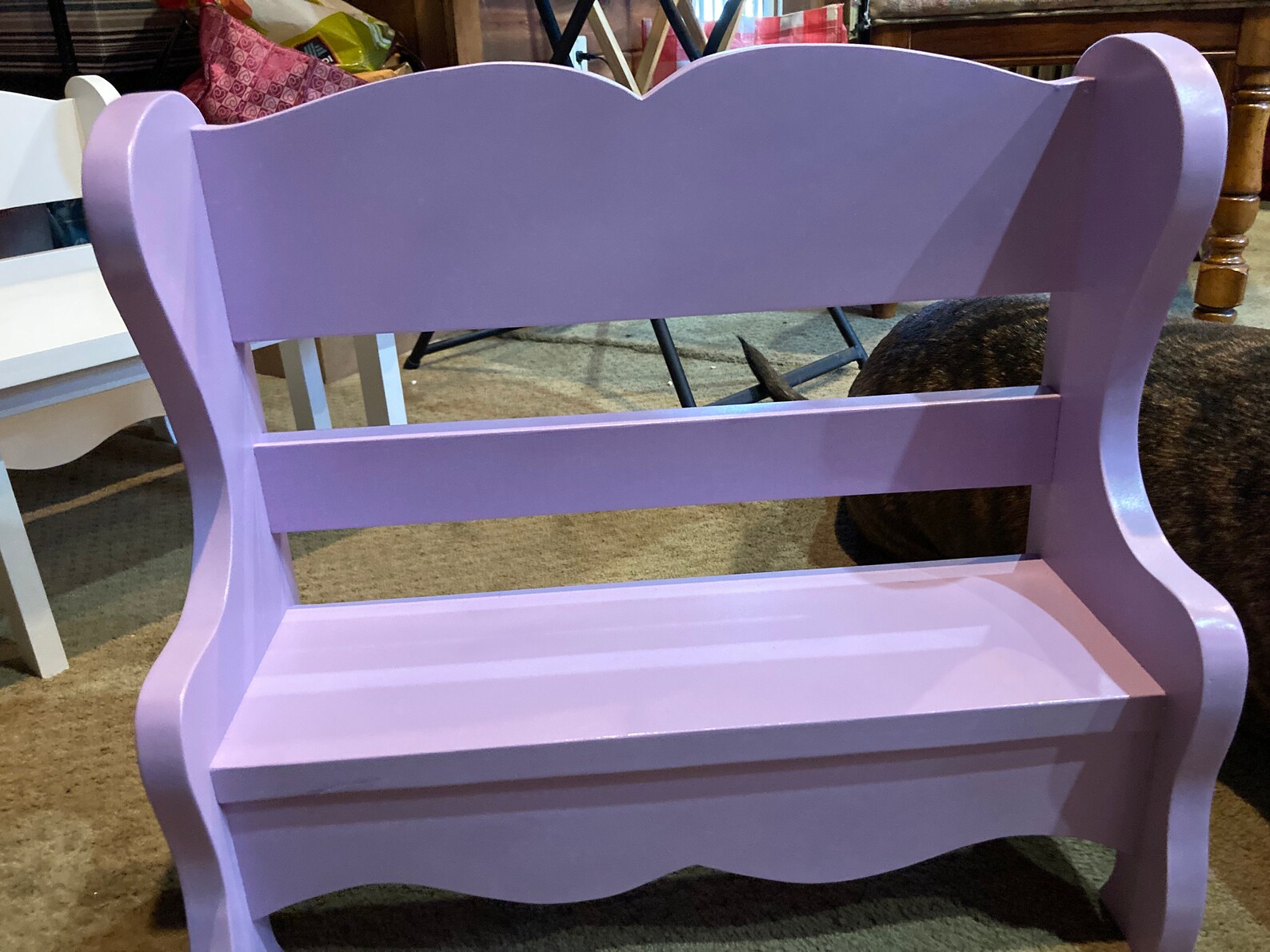 18" Doll Furniture - Wooden Bench (violet/purple) Dolls Are Not ...