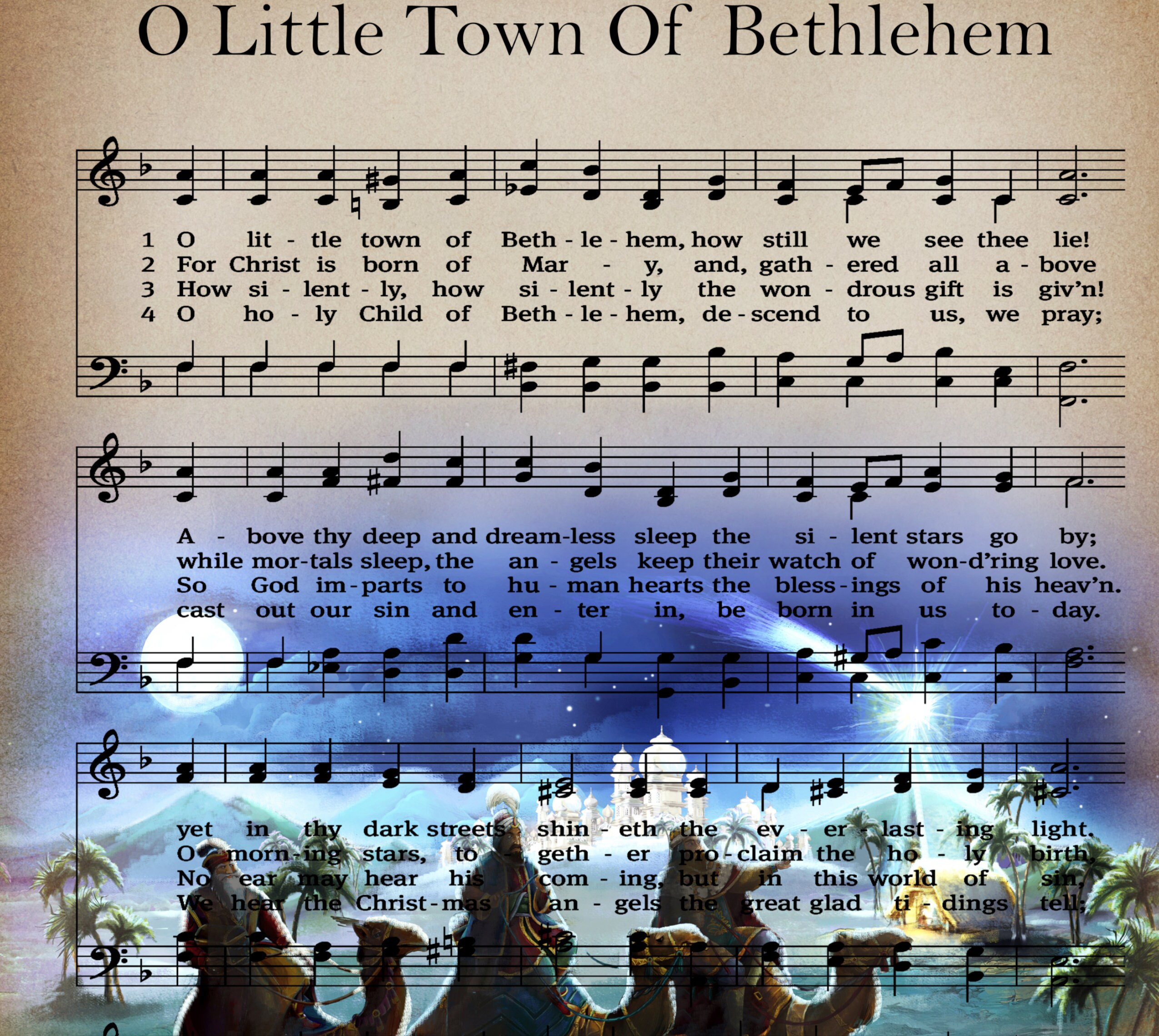 O Little Town of Bethlehem Sheet Music Art Print (digital Download) - Etsy