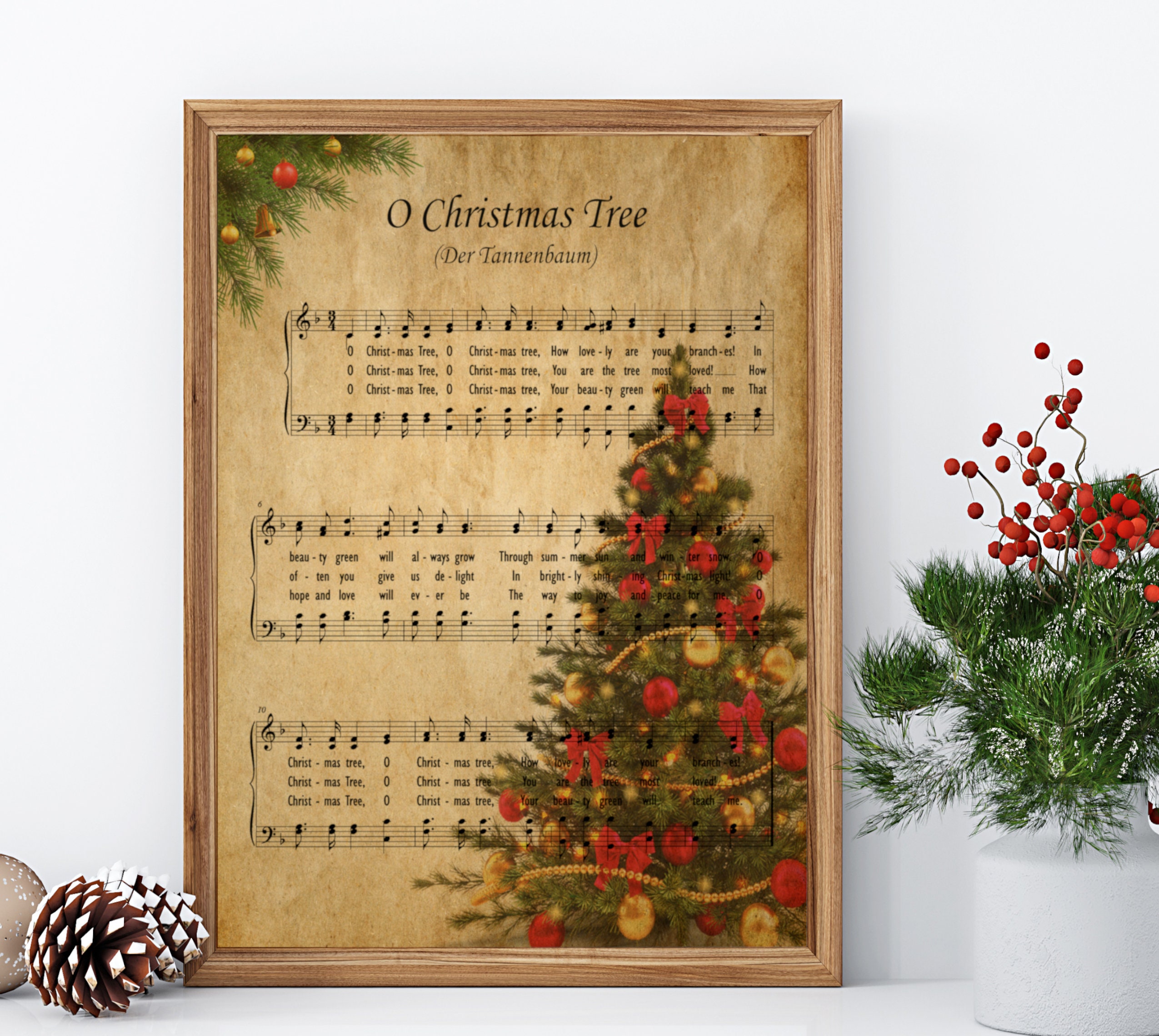 O Christmas Tree Sheet Music Art Print (digital Download) - Etsy