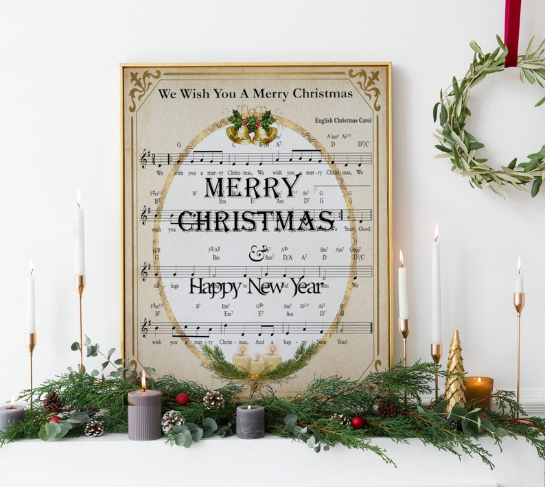 We Wish You Merry Christmas, Sheet Music Art, Illustrated Music ...
