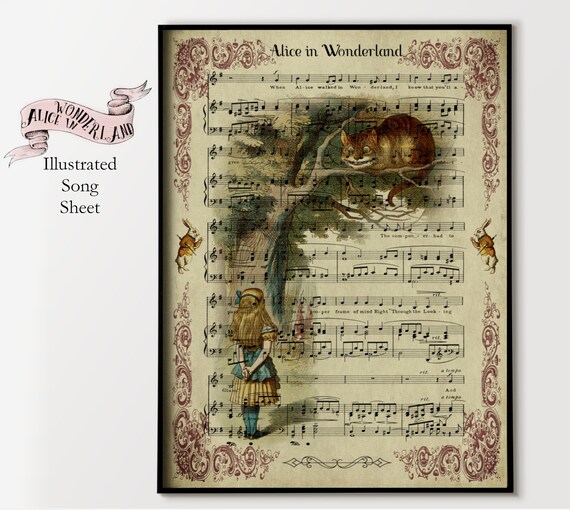 Alice in Wonderland Music Printable Vintage Music Lewis - Etsy