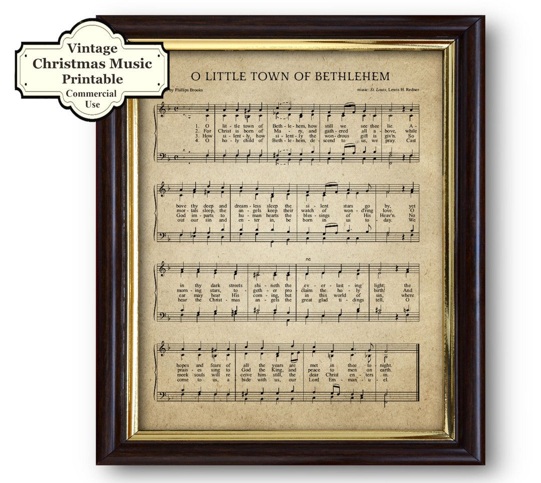 O Little Town of Bethlehem, Christmas Carol, Holiday Printable, Music ...