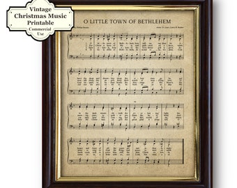 O Little Town of Bethlehem Printable Vintage Christmas Hymn Carol Sheet ...