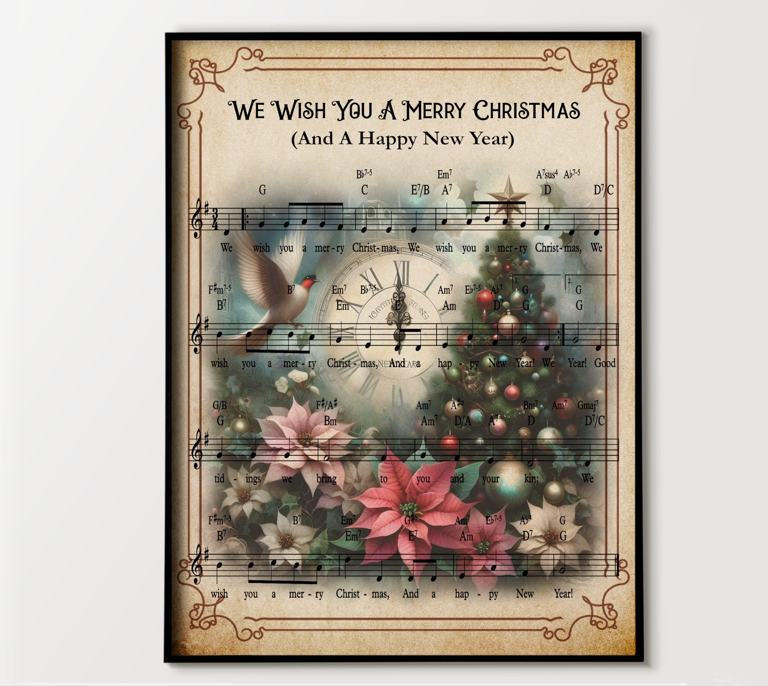 We Wish You Merry Christmas, Sheet Music Art, Illustrated Music ...