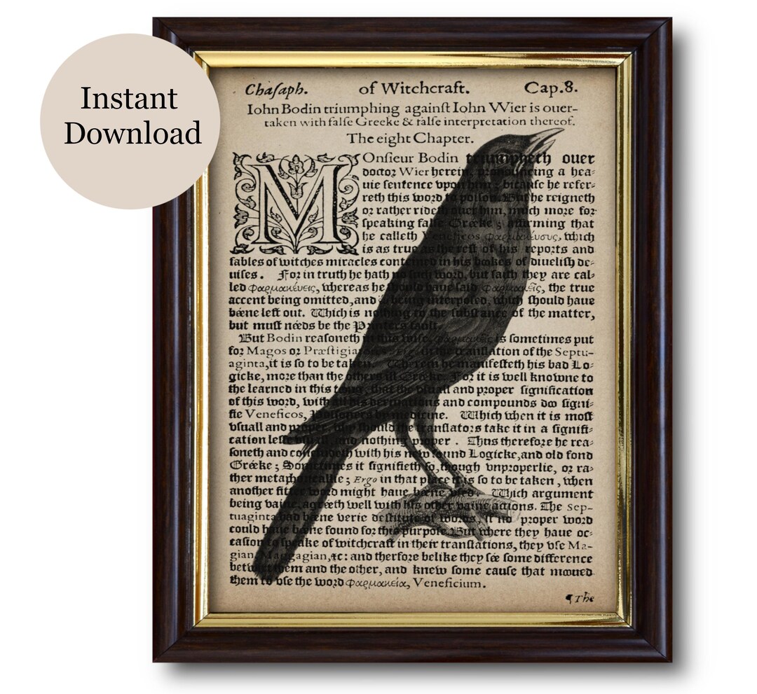 Raven Witchcraft Print, Gothic Art, Halloween Printable, Occult Decor ...