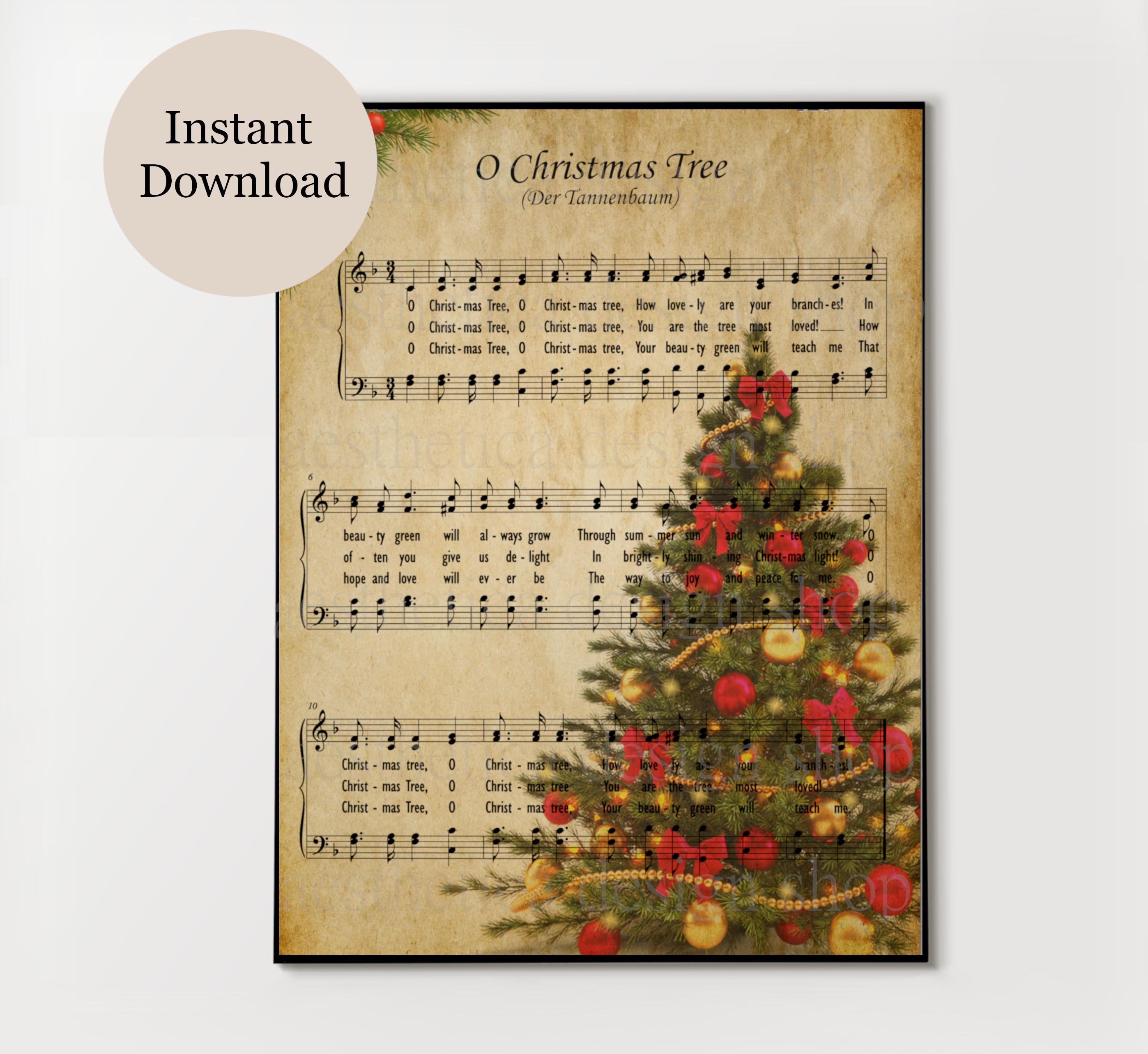 O Christmas Tree Sheet Music Art Print (digital Download) - Etsy