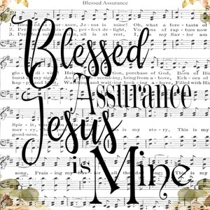 Blessed Assurance, Sheet Music Art, Religious Decor, Christian Art ...