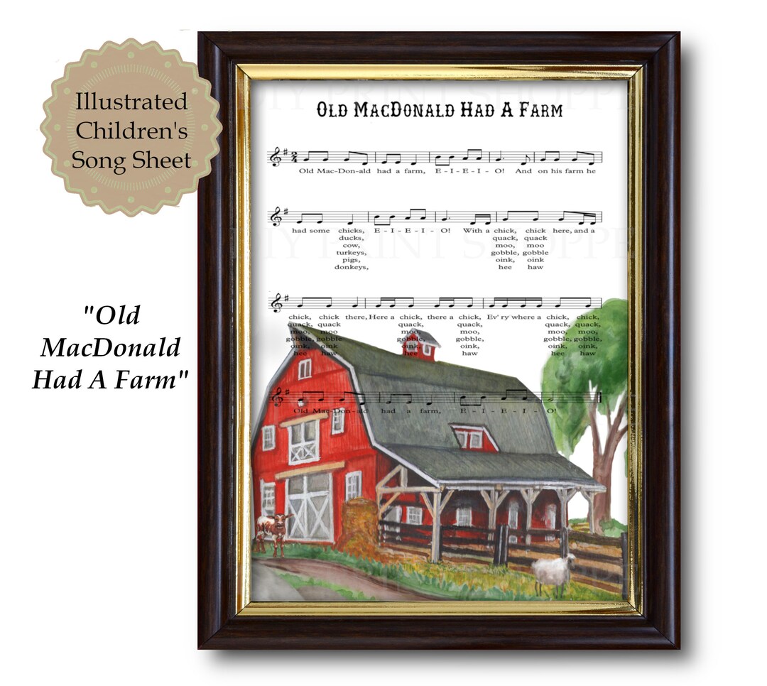 Old Macdonald Nursery Rhyme Art Print: Classroom Decor (digital ...