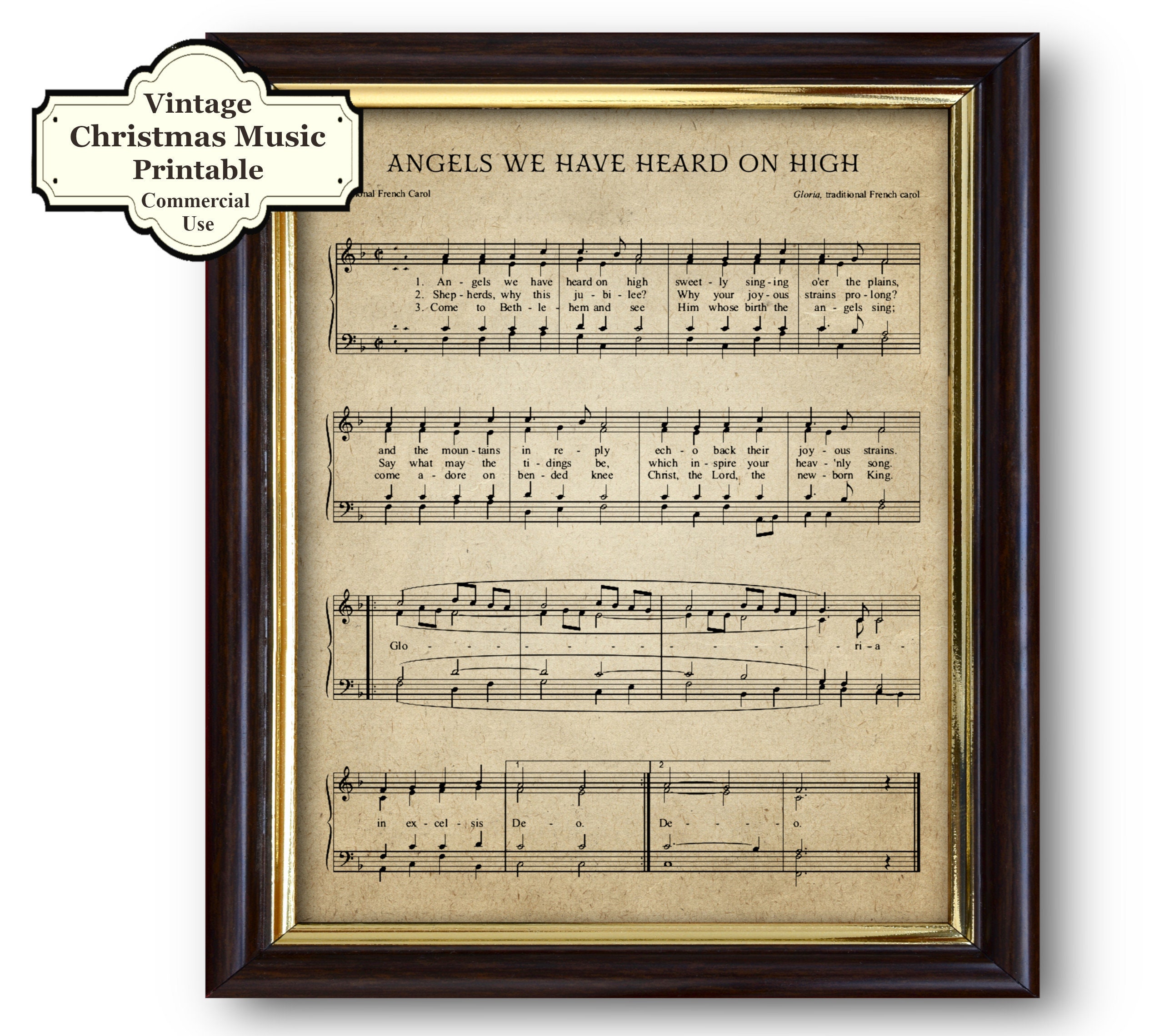 Angels We Have Heard on High Vintage Christmas Carol Sheet Music ...