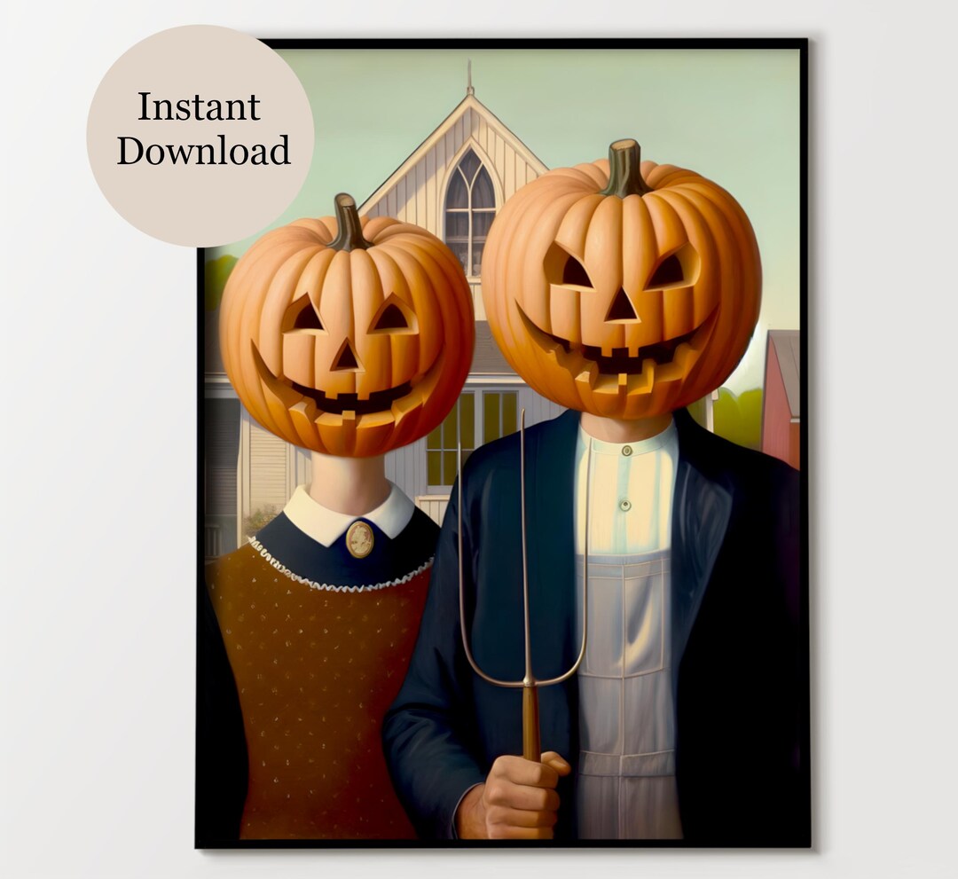 American Gothic Halloween, Halloween Print, Halloween Wall Art ...