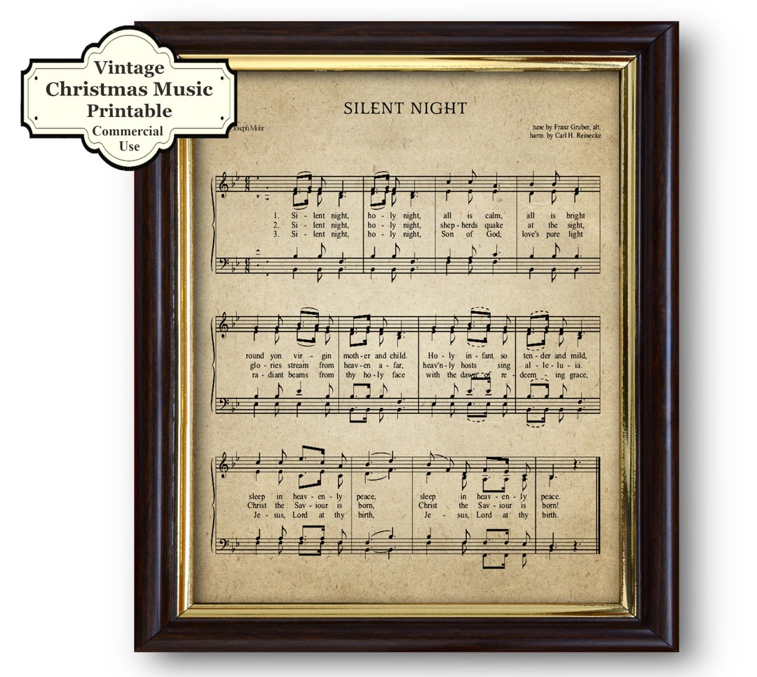 Silent Night Printable: Vintage Christmas Carol Sheet Music (digital ...