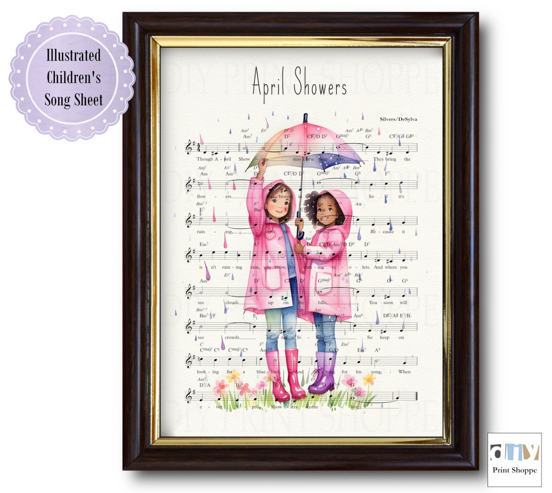 April Showers Song, Kid's Music Art, Girl Room Decor, Nursery Art ...