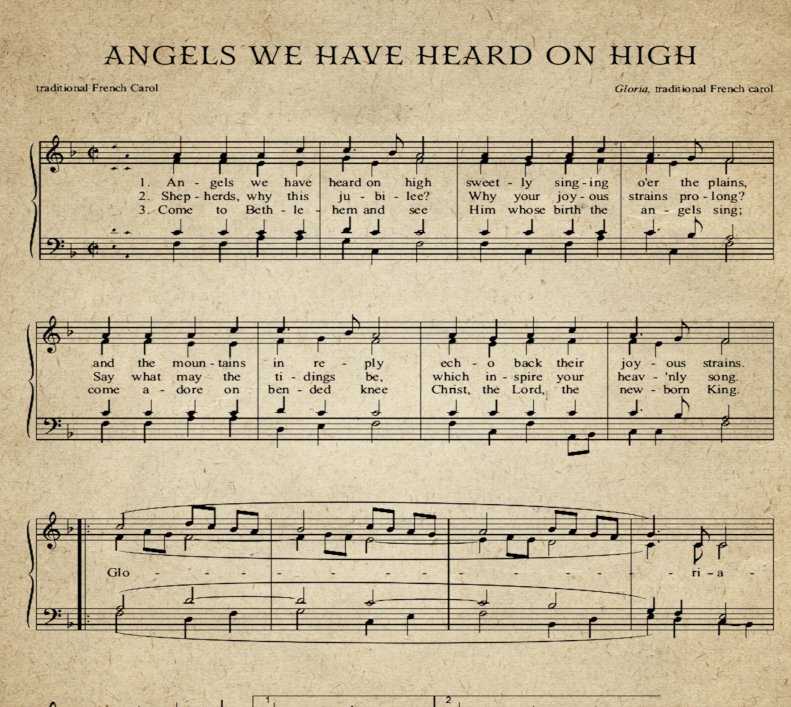 Angels We Have Heard on High Vintage Christmas Carol Sheet Music ...