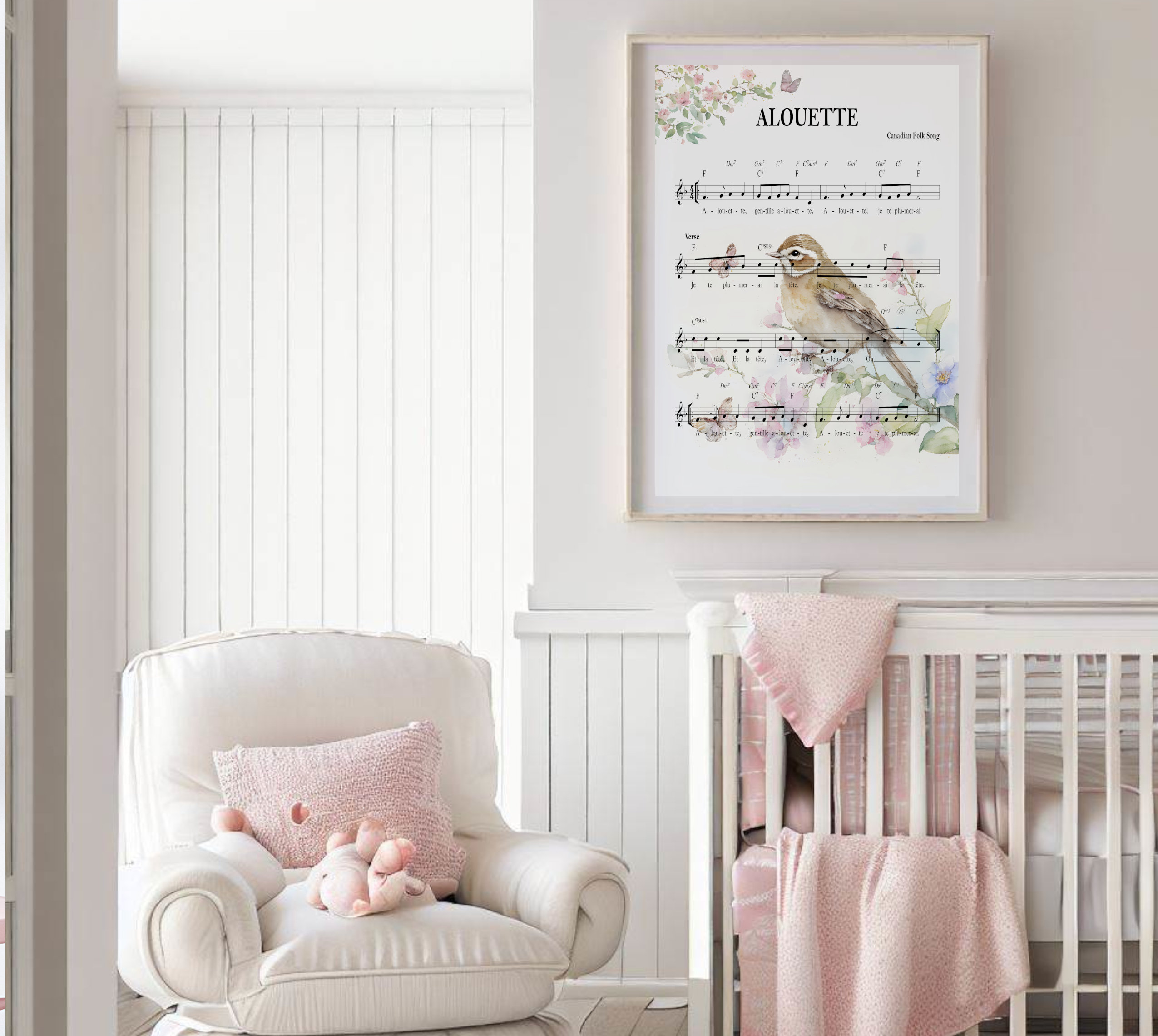 Alouette Song, Folk Song, Children's Song, Sheet Music Art, Bird Song ...