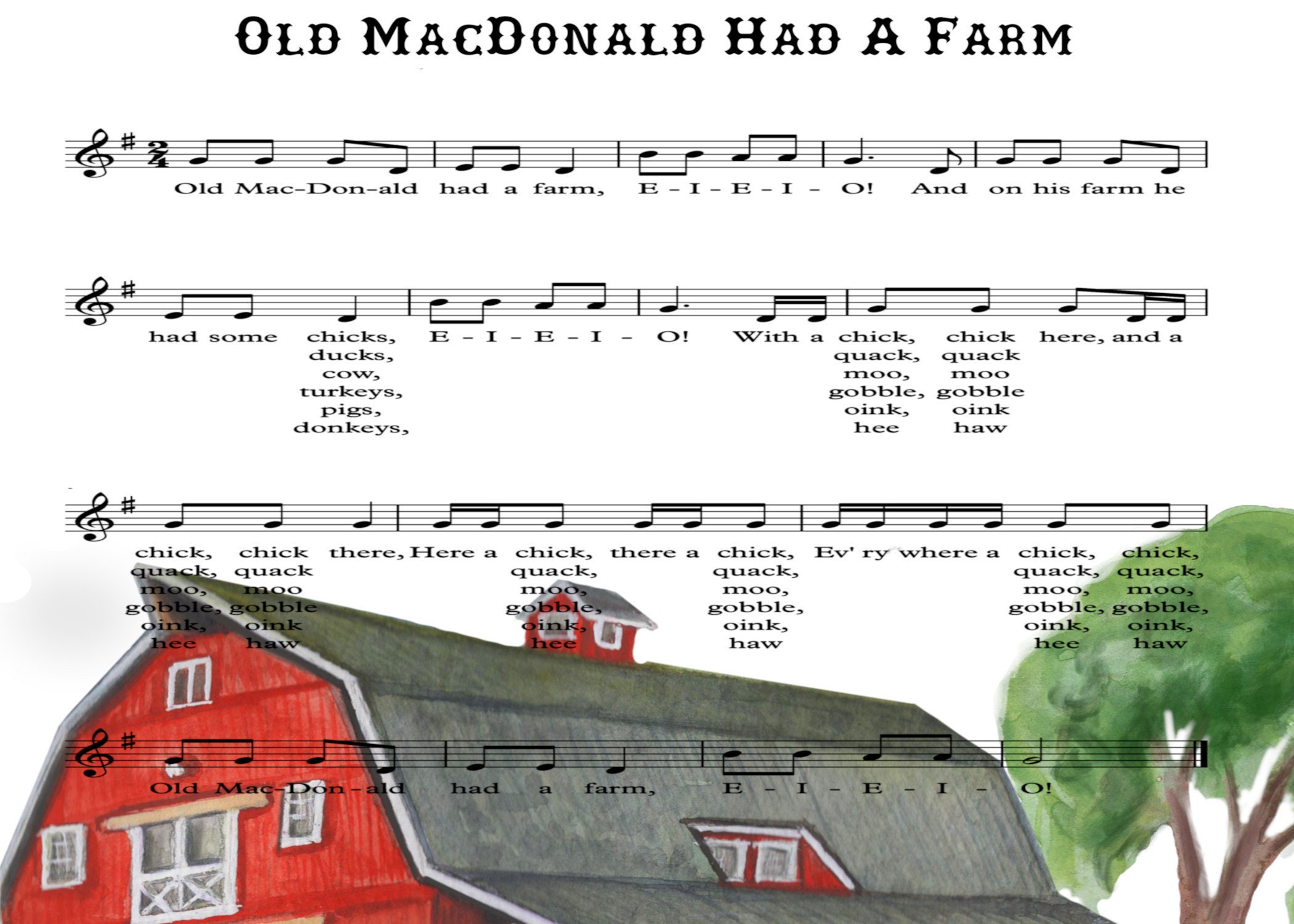 Old Macdonald Nursery Rhyme Art Print: Classroom Decor (digital ...