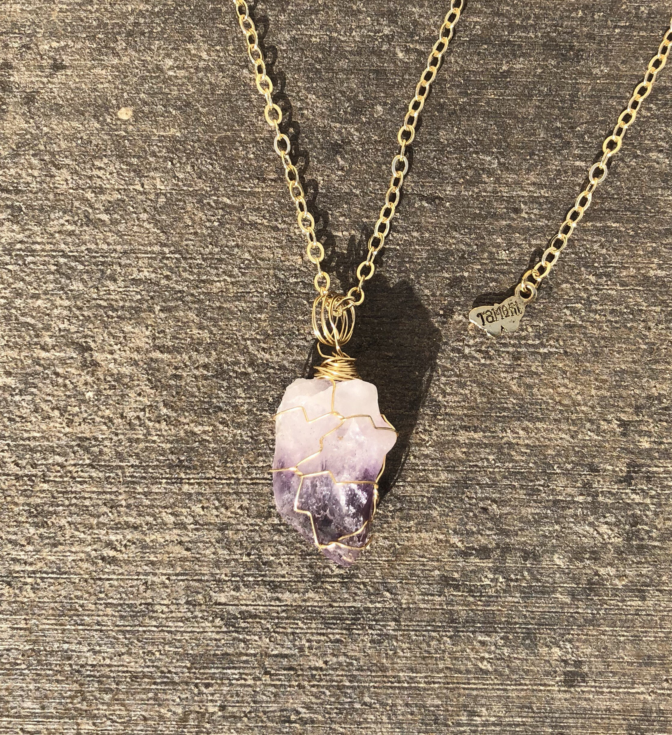 Wire-wrapped Raw Amethyst Necklace