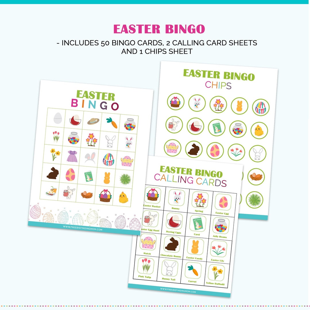 Easter Bingo | 50 Unique Bingo Game Cards | Easter Game for Kids ...