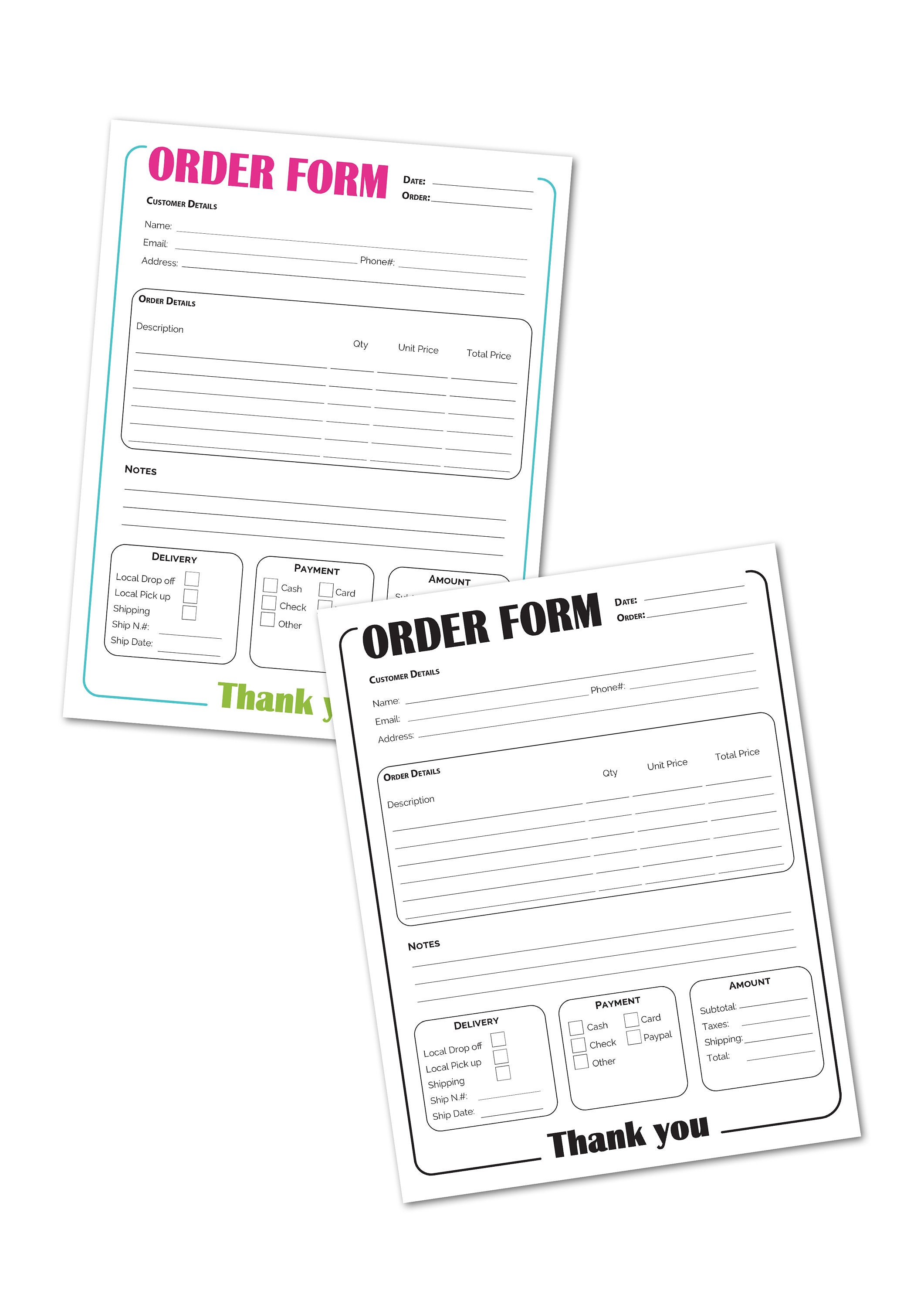 Order Form Template, Instant Download Small Business Tools, Customer ...