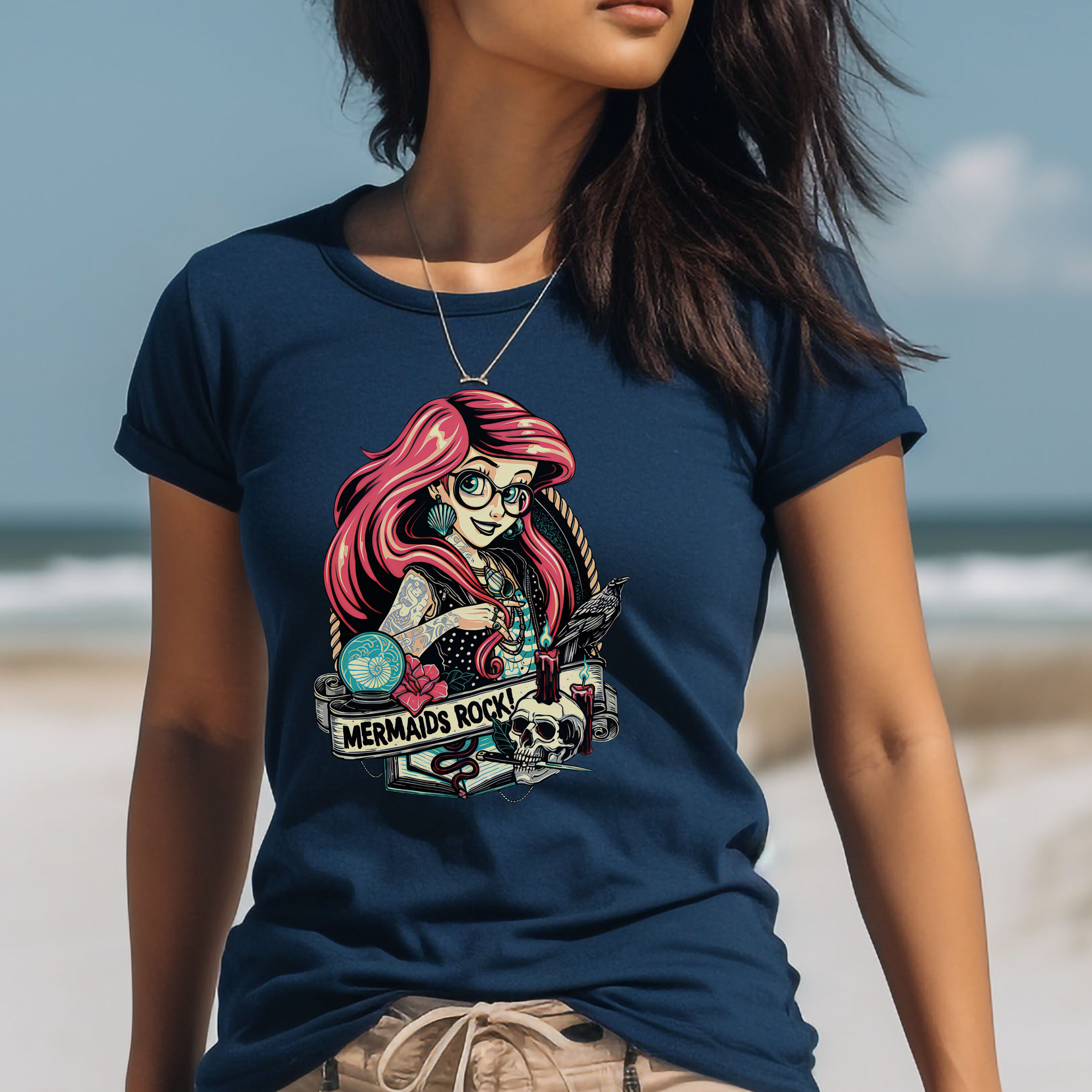 Mermaids Rock T-shirt Punk Rock Goth Mermaid Tee Tattoo Mermaid Tee ...