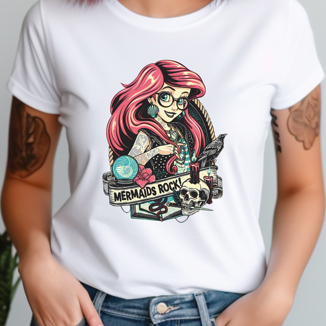 Mermaids Rock T-shirt Punk Rock Goth Mermaid Tee Tattoo Mermaid Tee ...