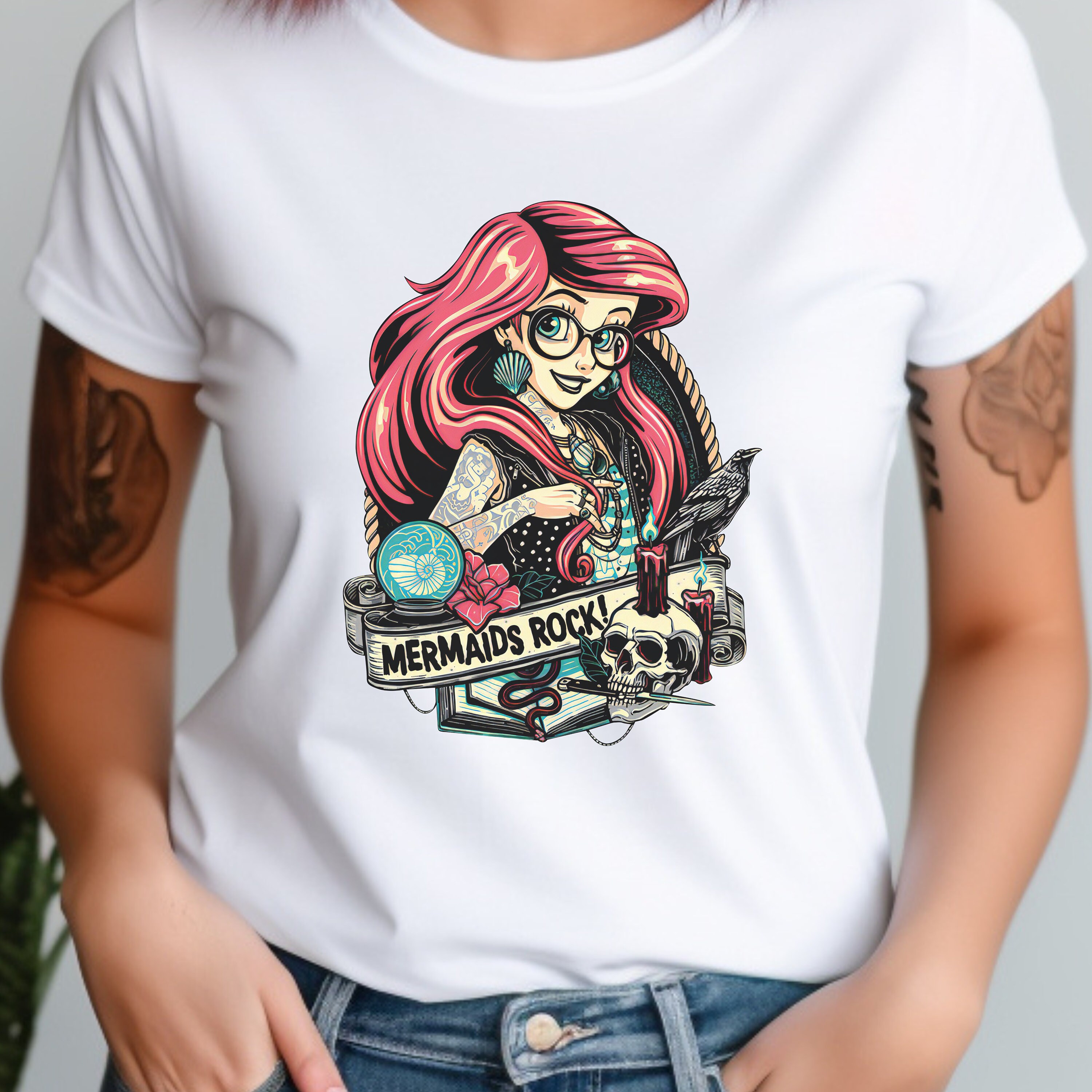 Mermaids Rock T-shirt Punk Rock Goth Mermaid Tee Tattoo Mermaid Tee ...
