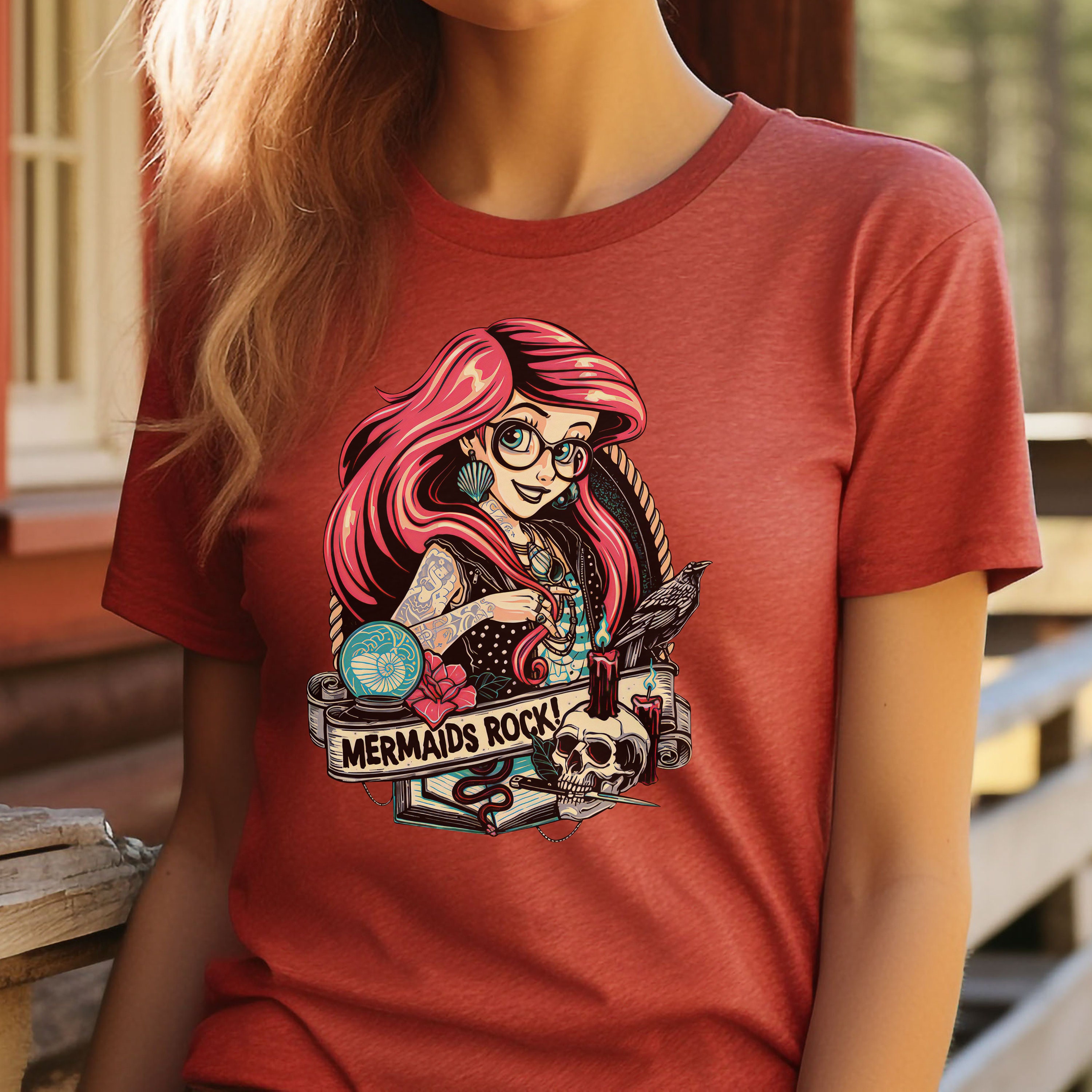 Mermaids Rock T-shirt Punk Rock Goth Mermaid Tee Tattoo Mermaid Tee ...