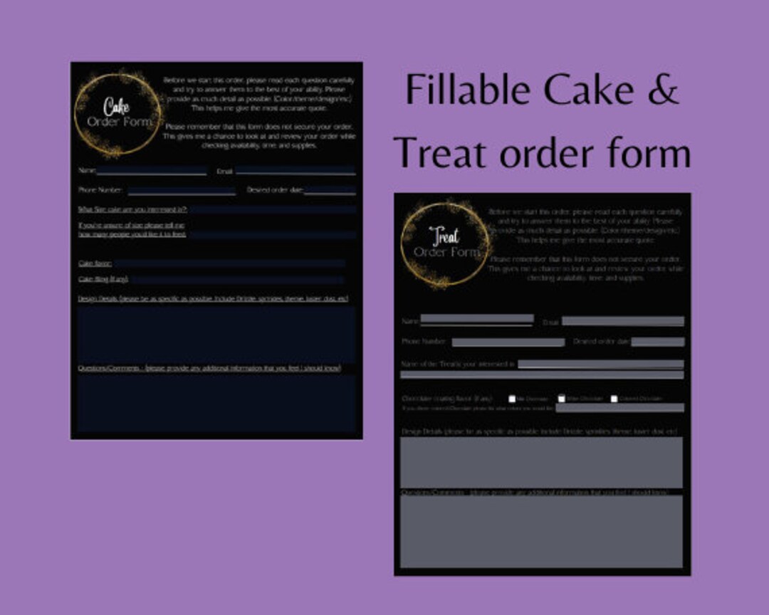 Fillable Cake & Treat Order Form - Etsy