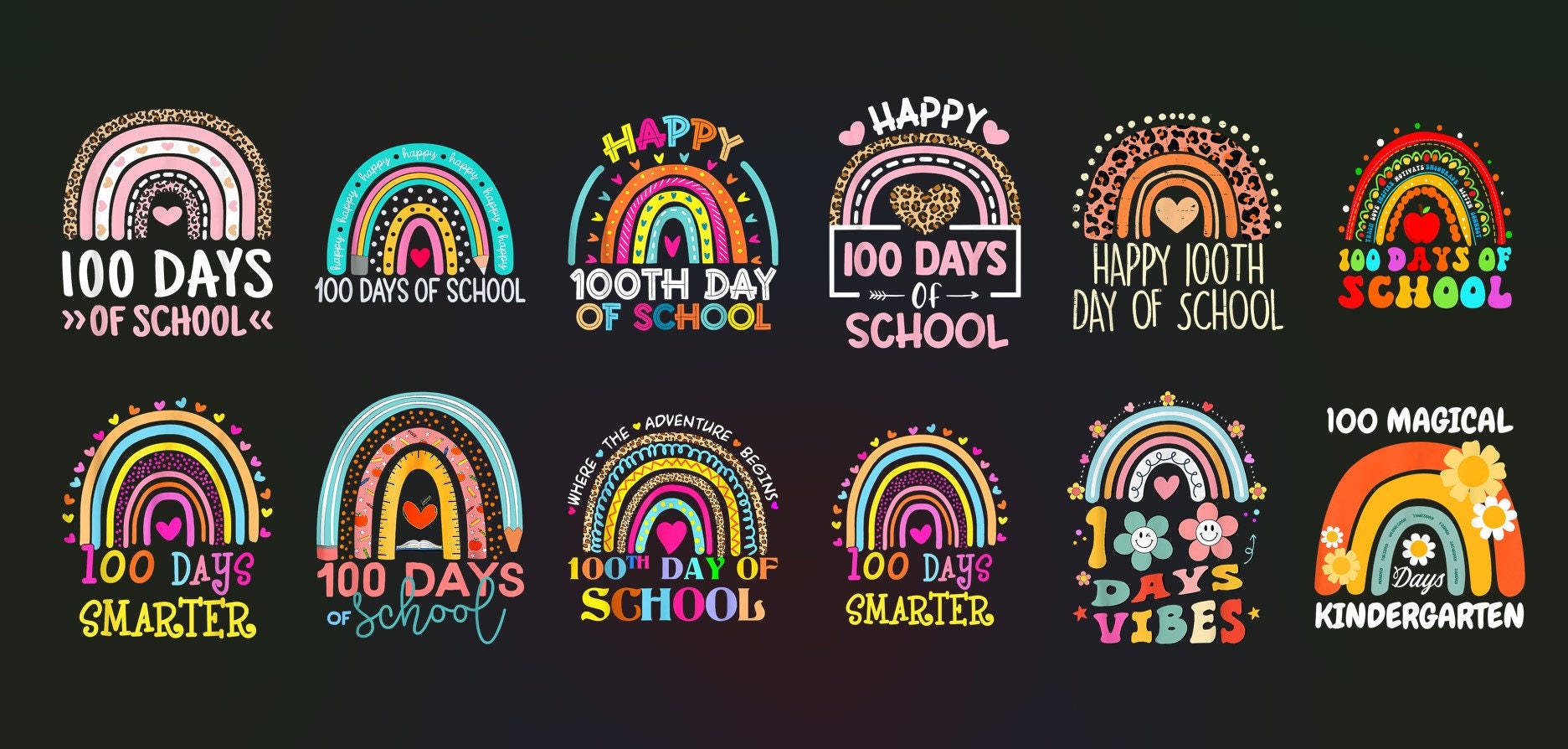 100 Days of School PNG Bundle, 100th Day of School Png, 100 Days Png ...