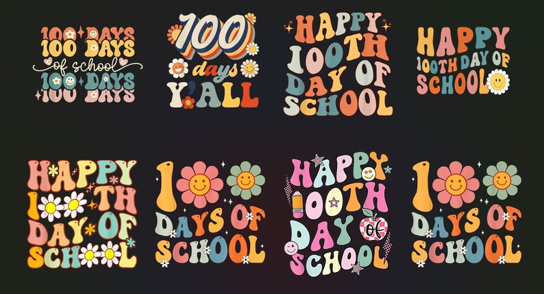 100 Days of School PNG Bundle, 100th Day of School Png, 100 Days Png ...
