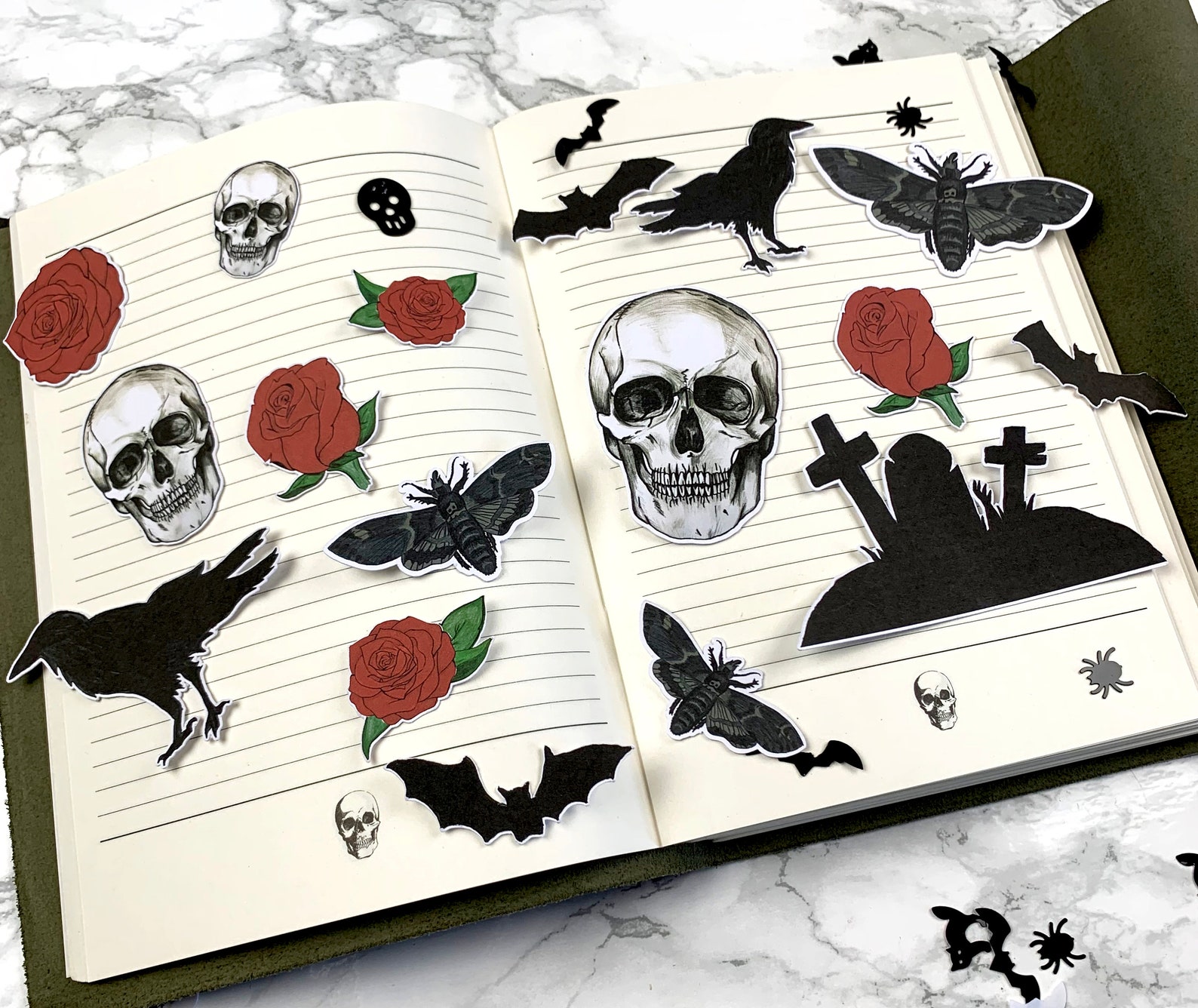 Gothic Halloween Themed Sticker and Die Cut Collection Spooky - Etsy