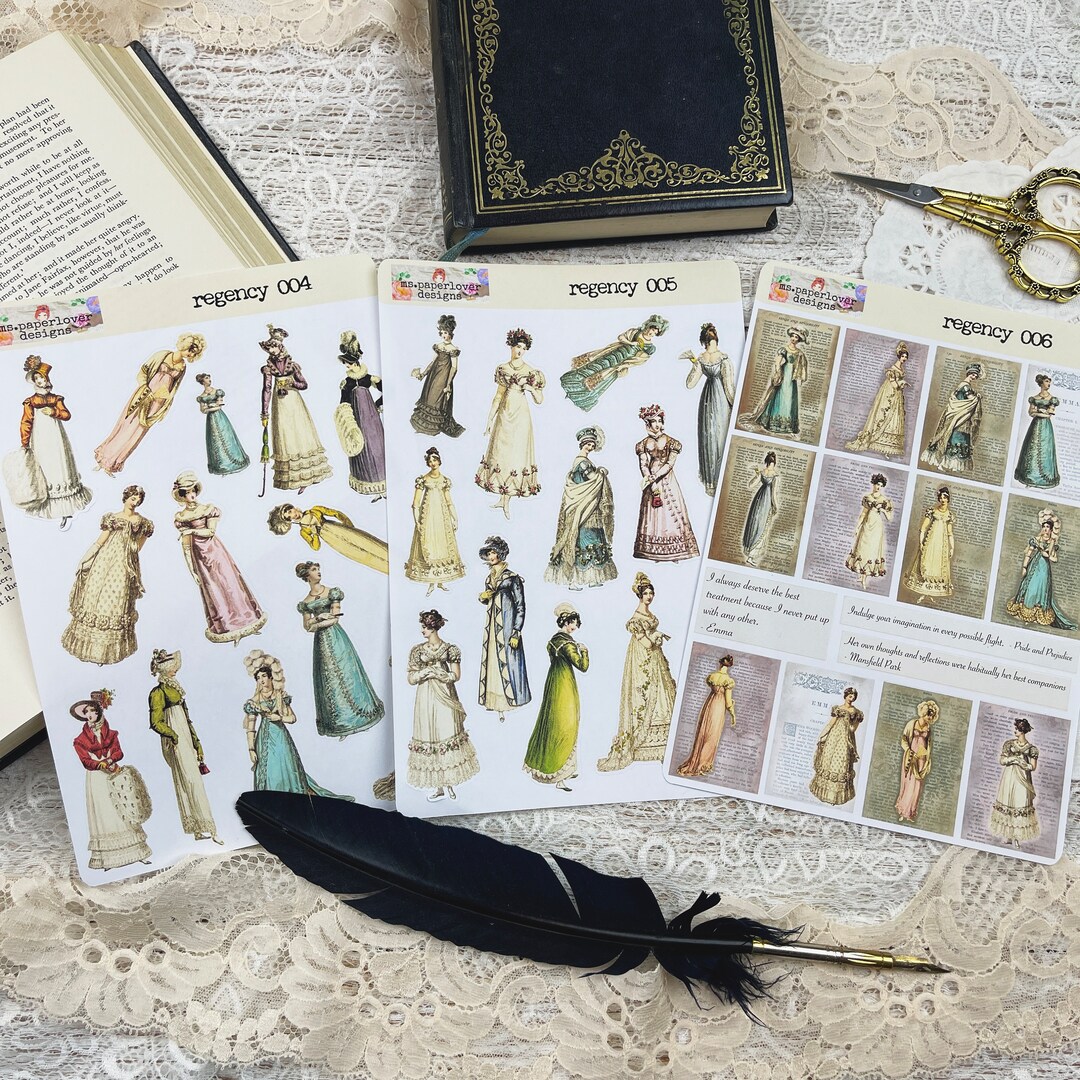 Regency Sticker Sheets Vintage Antique Jane Austen Stickers Journal ...