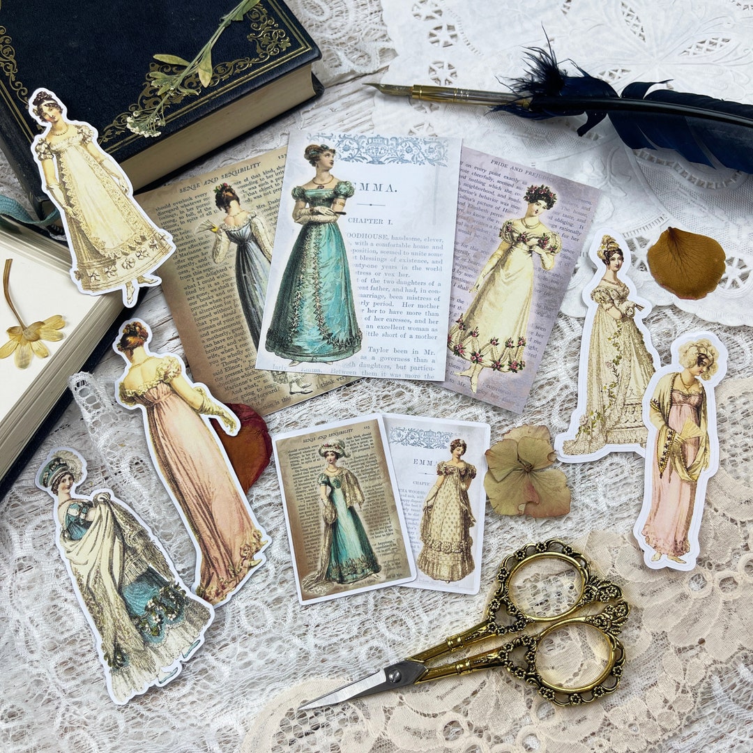 Regency Journal Cards, Die Cut Ephemera, and Sticker Flakes Jane Austen ...