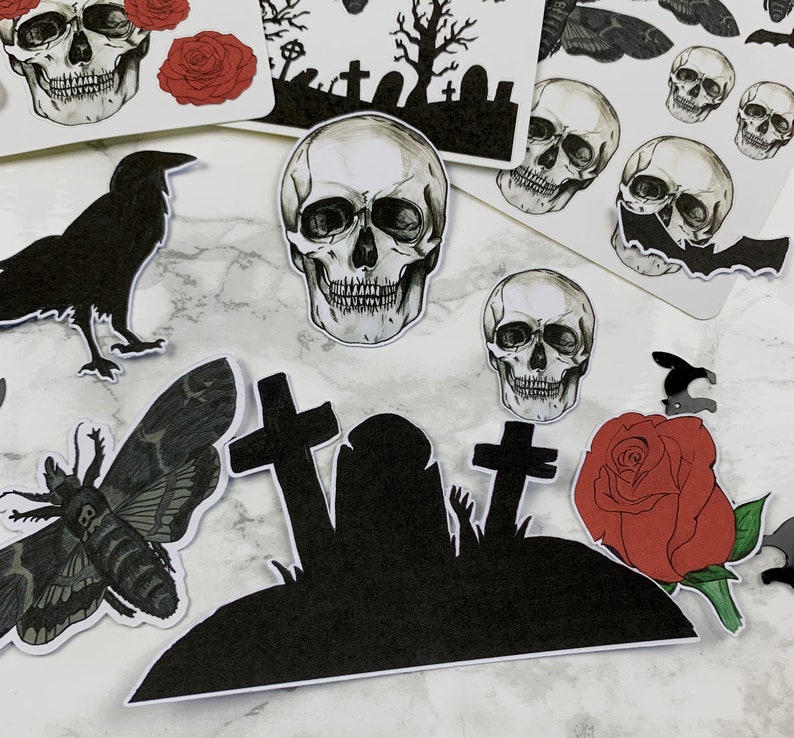 Gothic Halloween Themed Sticker and Die Cut Collection Spooky | Etsy