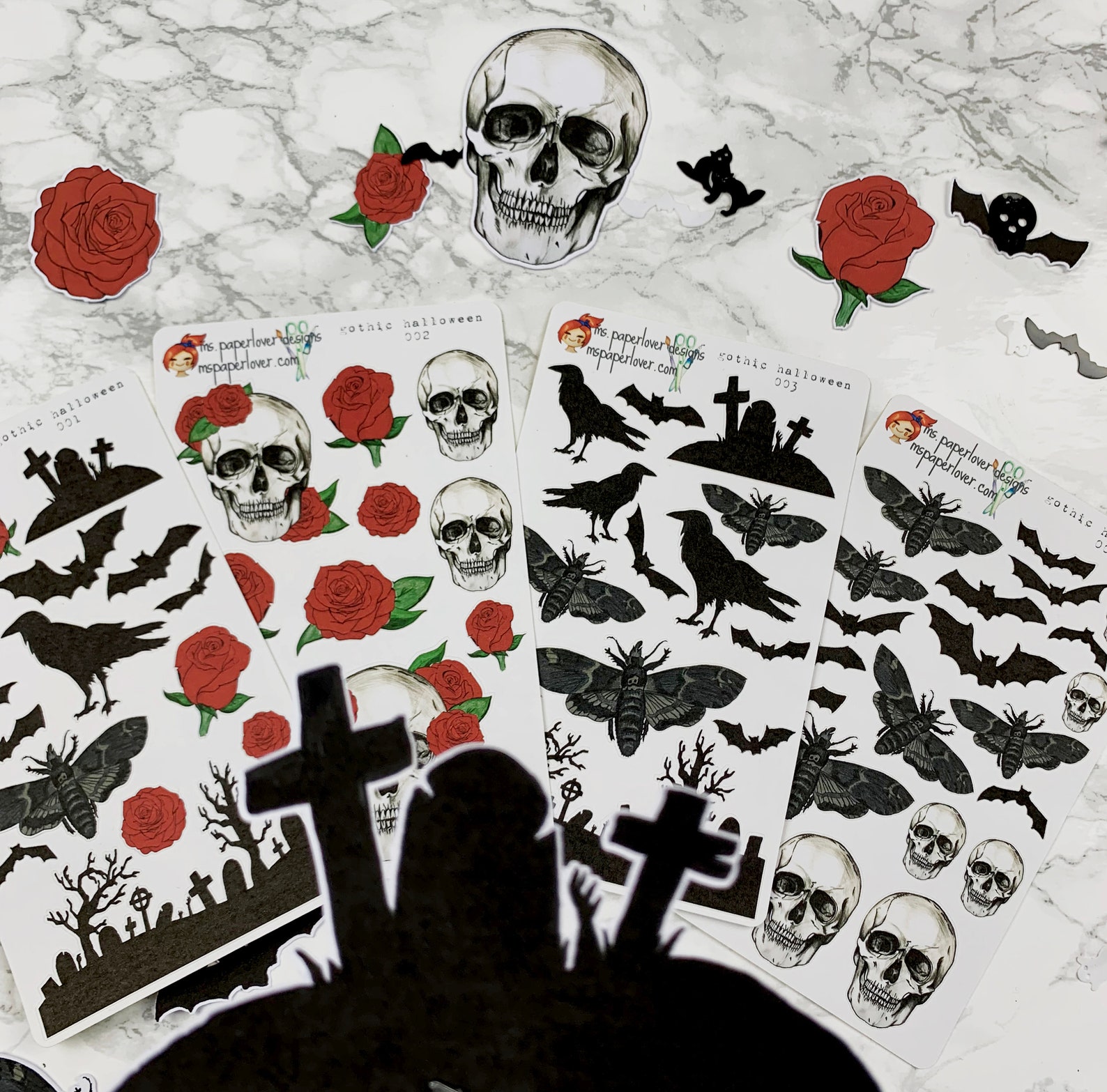 Gothic Halloween Themed Sticker and Die Cut Collection Spooky - Etsy