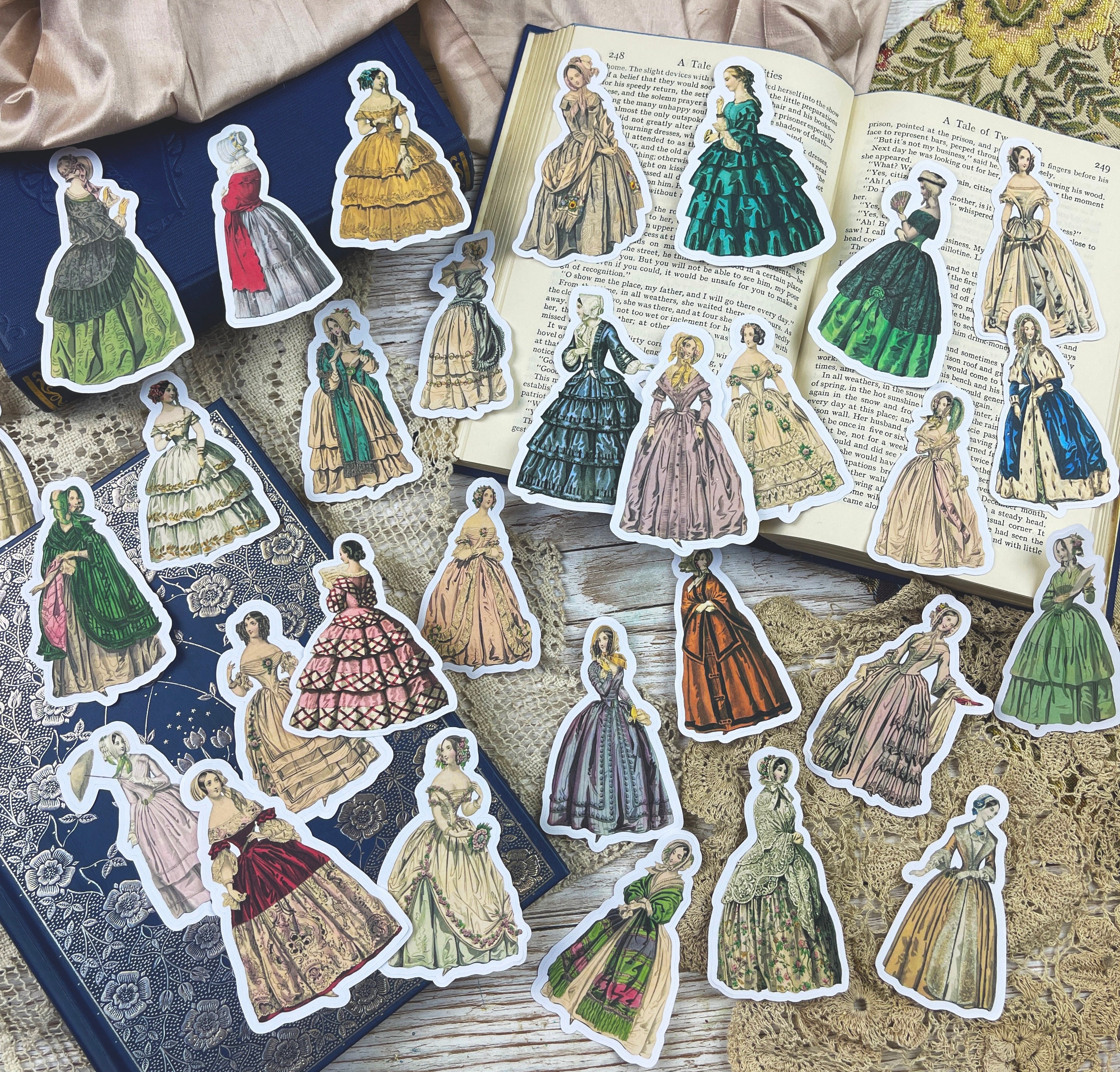 Victorian Ladies Die Cut Ephemera and Sticker Flakes Themed Journal ...