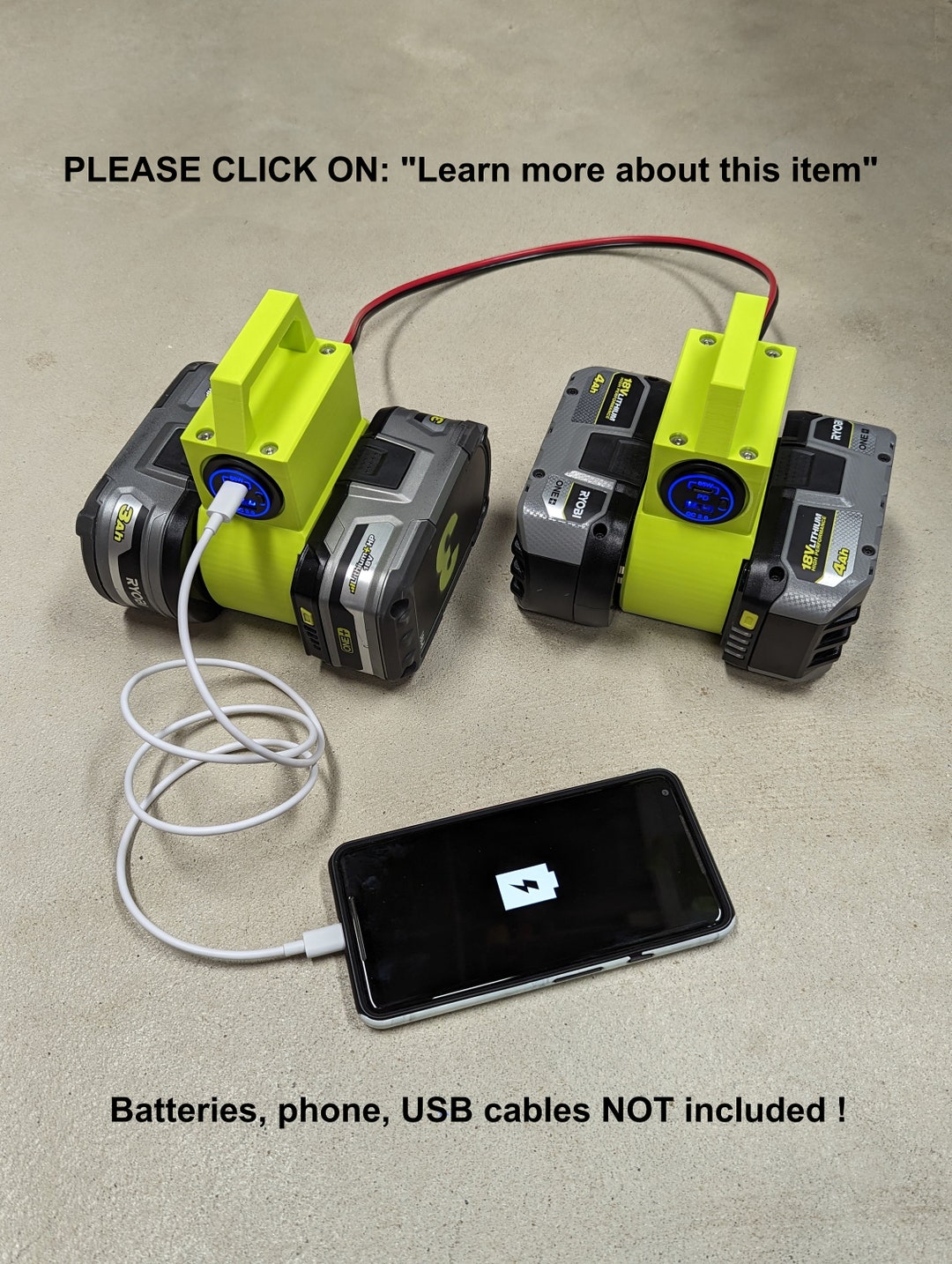 65watt USB-C Charger, Power Tap From Dual 18v Ryobi Batteries - Etsy