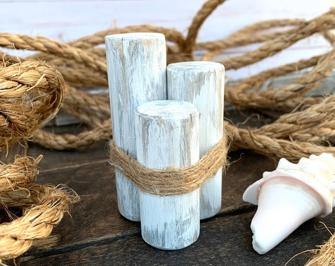 MINI Dock Pilings - Nautical Tray Decor - Pilings With Rope - Etsy